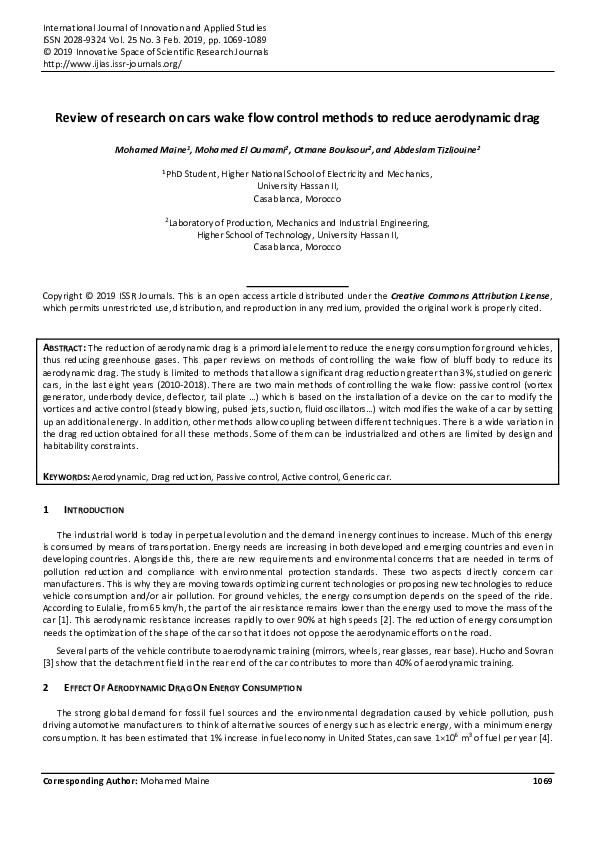 (PDF) Review of research on cars wake flow control methods to reduce ...