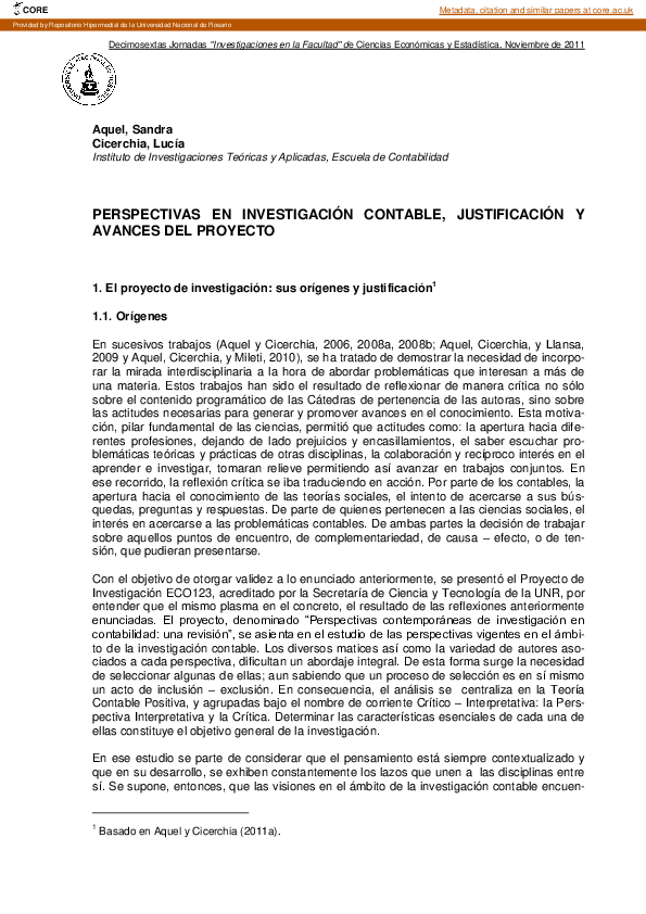 (PDF) Perspectivas en investigación contable, justificación y avances ...