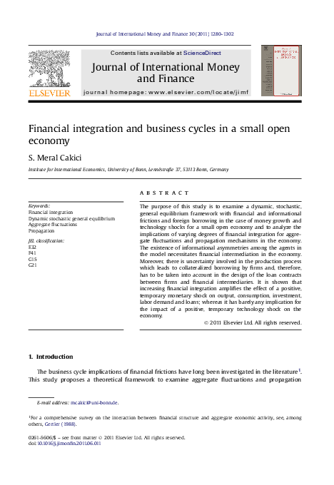 (PDF) Financial integration and business cycles in a small open economy