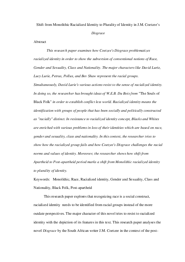 (PDF) Shift from Monolithic Racialized Identity to Plurality of ...
