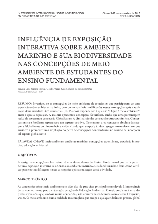 (PDF) Influência De Exposição Interativa Sobre Ambiente Marinho