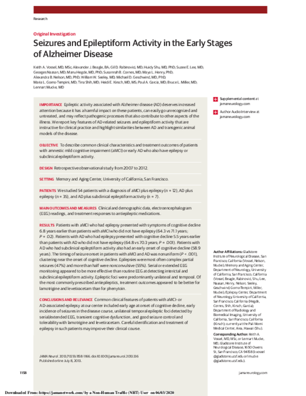 (PDF) Seizures and Epileptiform Activity in the Early Stages of ...