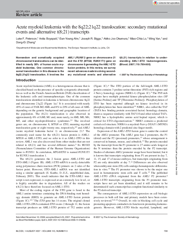 (PDF) Acute myeloid leukemia with the 8q22;21q22 translocation ...
