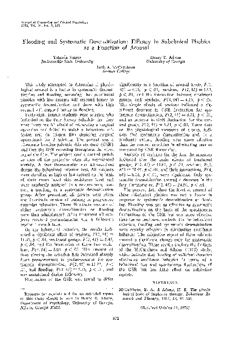 (PDF) Flooding and systematic desensitization: Efficacy in subclinical ...