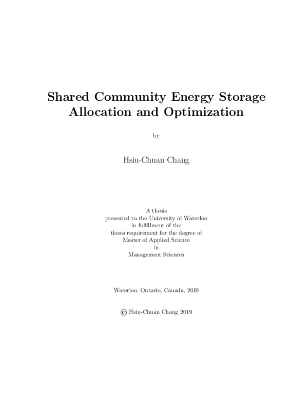 (PDF) Shared community energy storage allocation and optimization