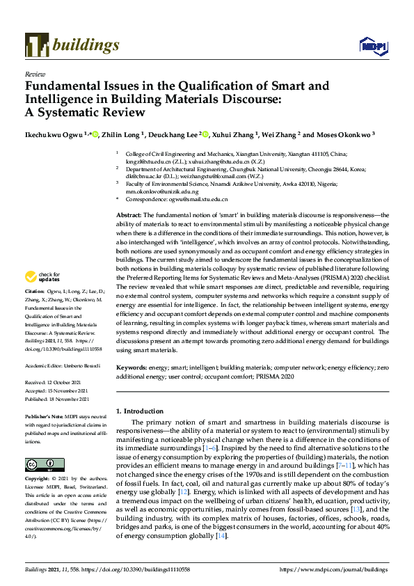 (PDF) Fundamental Issues in the Qualification of Smart and Intelligence in Building Materials ...