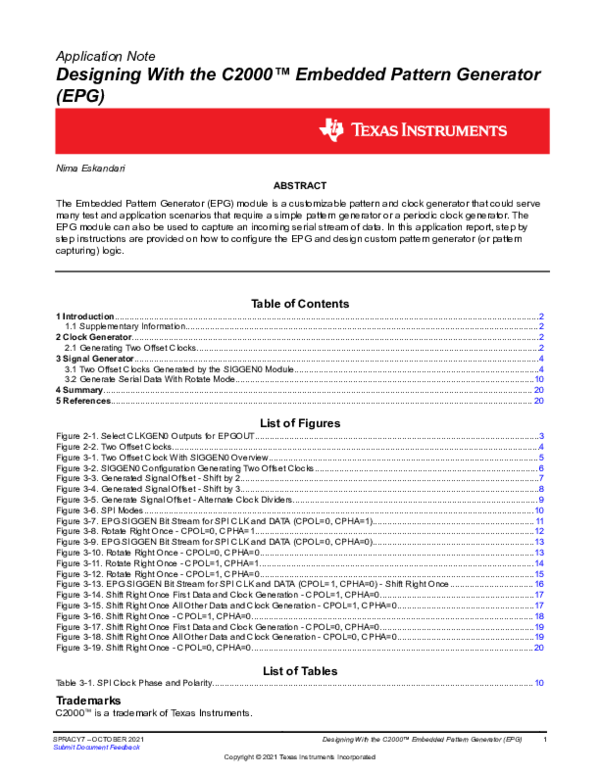 (PDF) Designing With the C2000TM Embedded Pattern Generator (EPG)