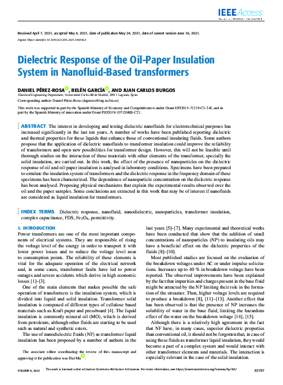 (PDF) Dielectric Response of the Oil-Paper Insulation System in ...