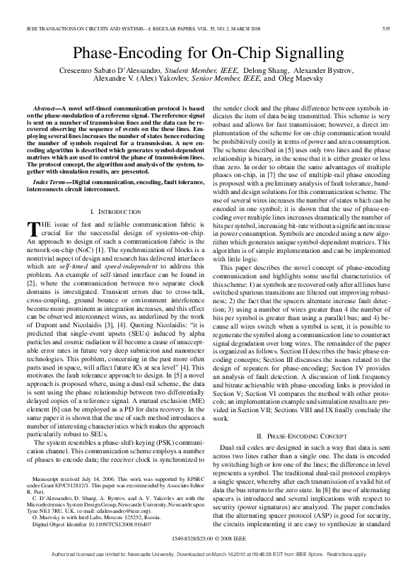 (PDF) Phase-Encoding for On-Chip Signalling