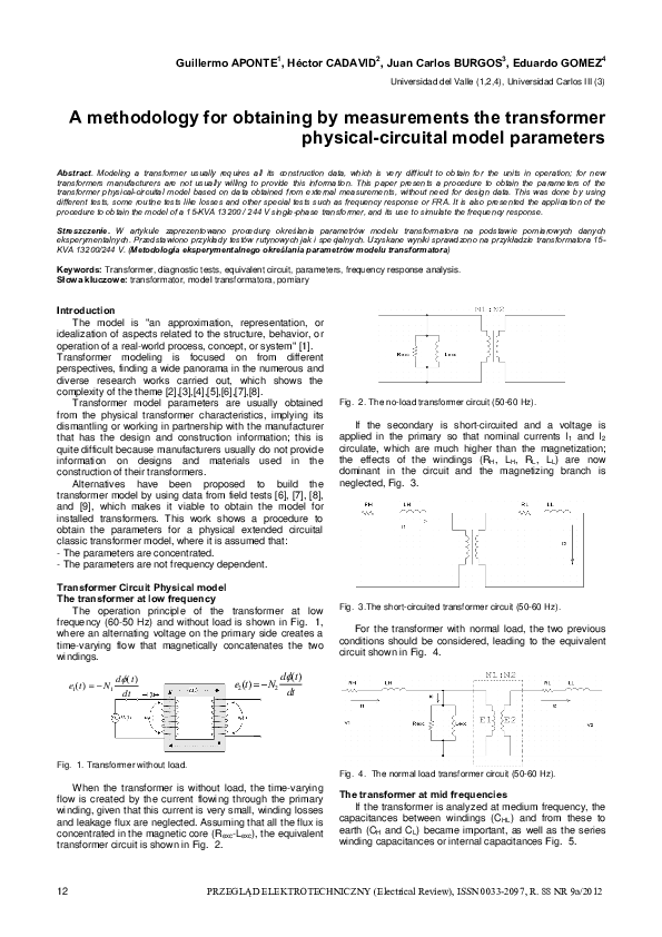(PDF) A methodology for obtaining by measurements the transformer ...