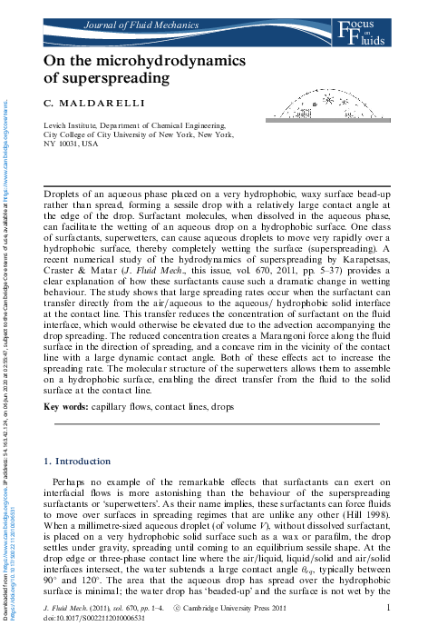 (PDF) On the microhydrodynamics of superspreading