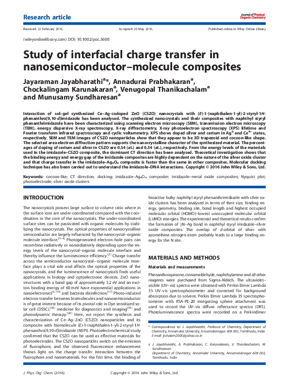 (PDF) Study of interfacial charge transfer in nanosemiconductor ...