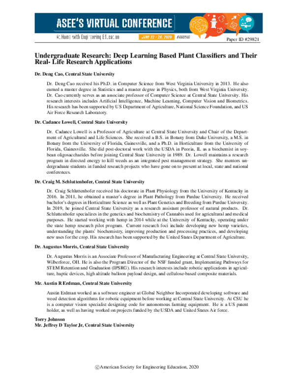 (PDF) Undergraduate Research: Deep Learning-based Plant Classifiers and ...