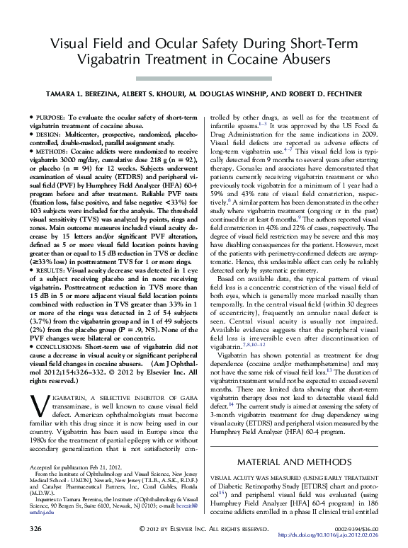 (PDF) Visual Field and Ocular Safety During Short-Term Vigabatrin ...