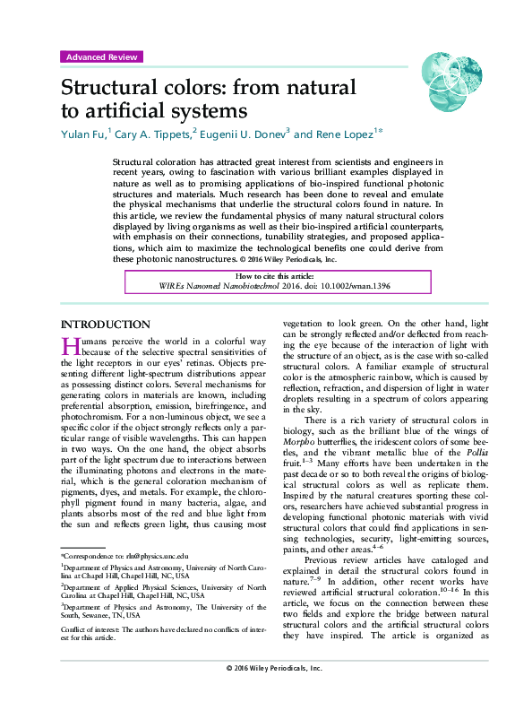 (PDF) Structural colors: from natural to artificial systems