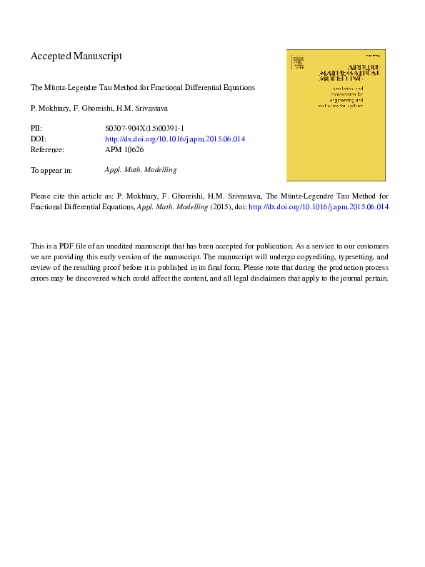 (PDF) The Müntz-Legendre Tau method for fractional differential equations