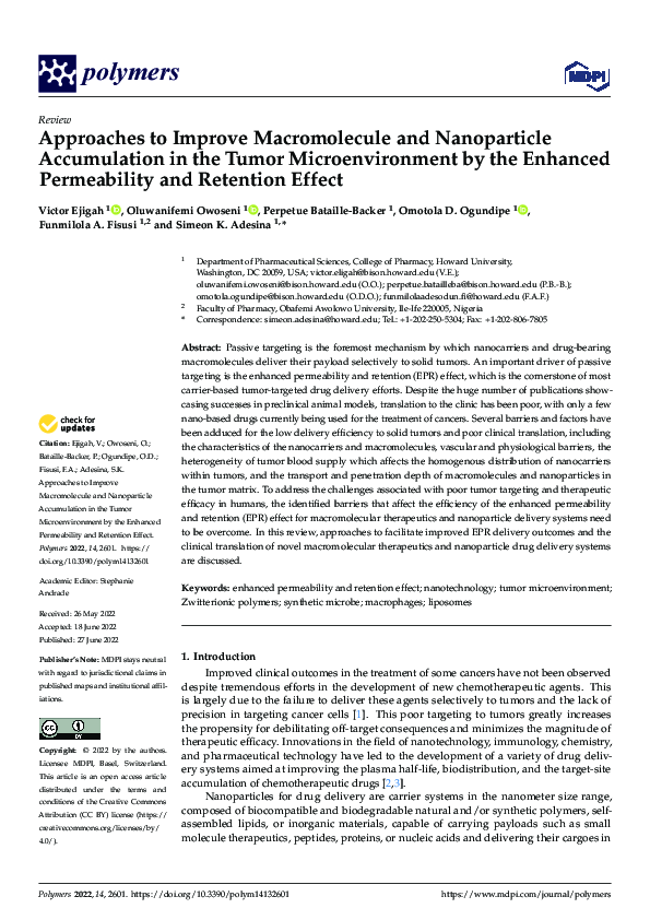 (PDF) Approaches to Improve Macromolecule and Nanoparticle Accumulation ... (PDF) Approaches to Improve Macromolecule and Nanoparticle Accumulation ...