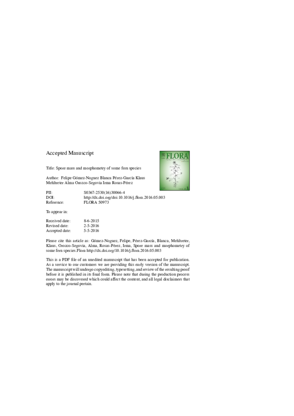 (PDF) Spore mass and morphometry of some fern species