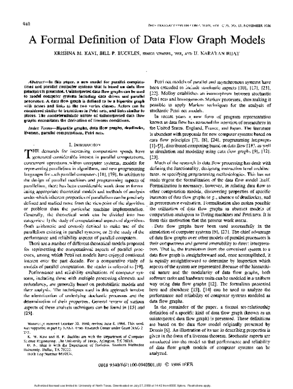 Pdf A Formal Definition Of Data Flow Graph Models