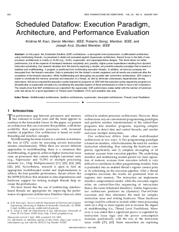 (PDF) Scheduled dataflow: execution paradigm, architecture, and ... (PDF) Scheduled dataflow: execution paradigm, architecture, and ...