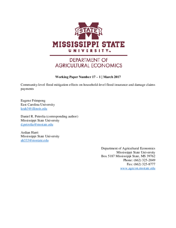 (PDF) Community-Level Flood Mitigation Effects on Household-Level Flood ...