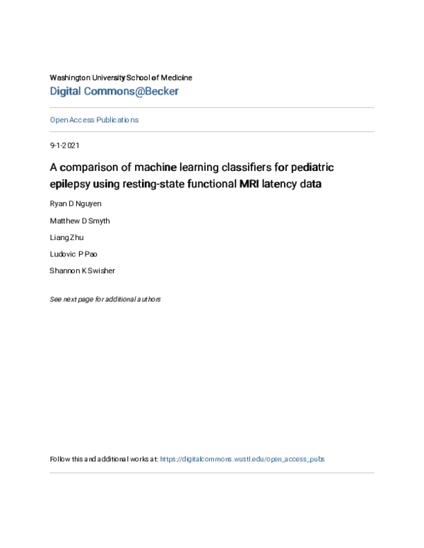 (PDF) A comparison of machine learning classifiers for pediatric epilepsy using resting-state ...