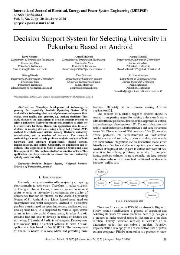 (PDF) Android Decision Support for University Selection