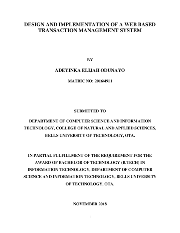 (PDF) DESIGN AND IMPLEMENTATION OF A WEB BASED TRANSACTION MANAGEMENT ...