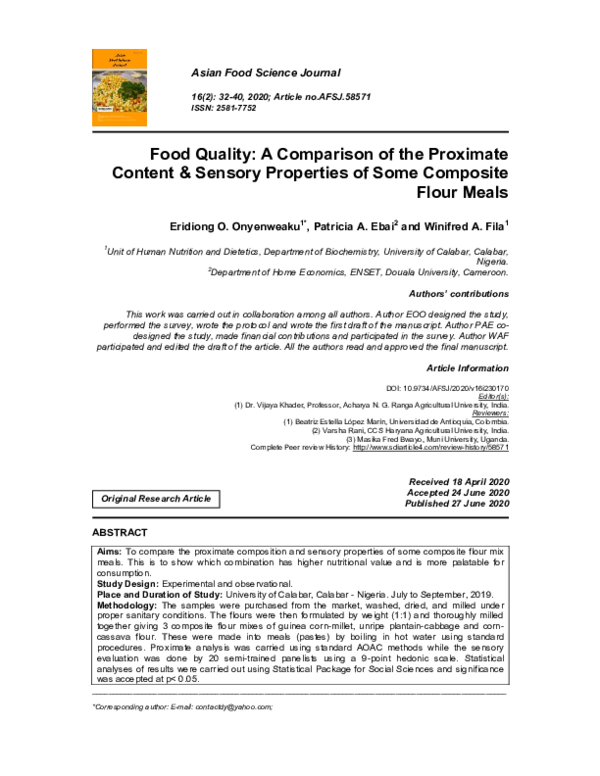 (PDF) Comparative Study of Composite Flour Quality