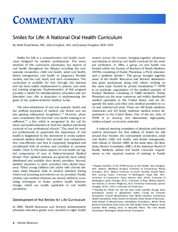 (PDF) Smiles for Life: A National Oral Health Curriculum
