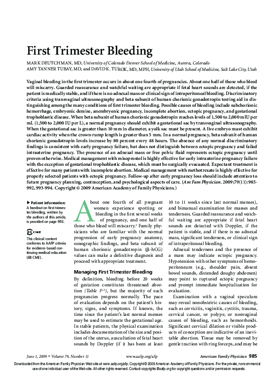 (PDF) First trimester bleeding