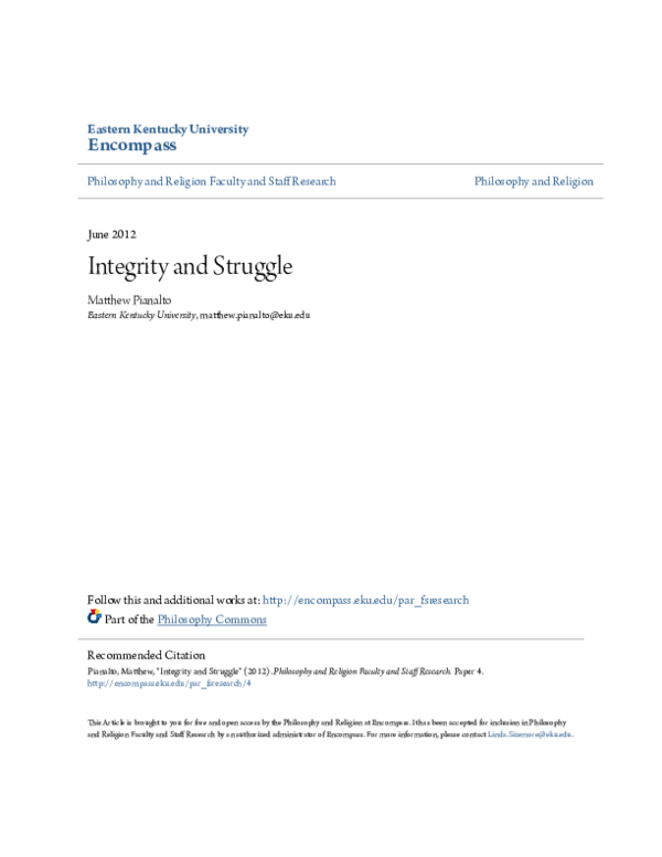 (PDF) Integrity and Struggle