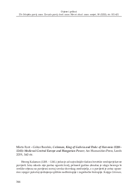 (PDF) Márta Font, Gábor Barabás, "Coloman, King of Galicia and Duke of ...