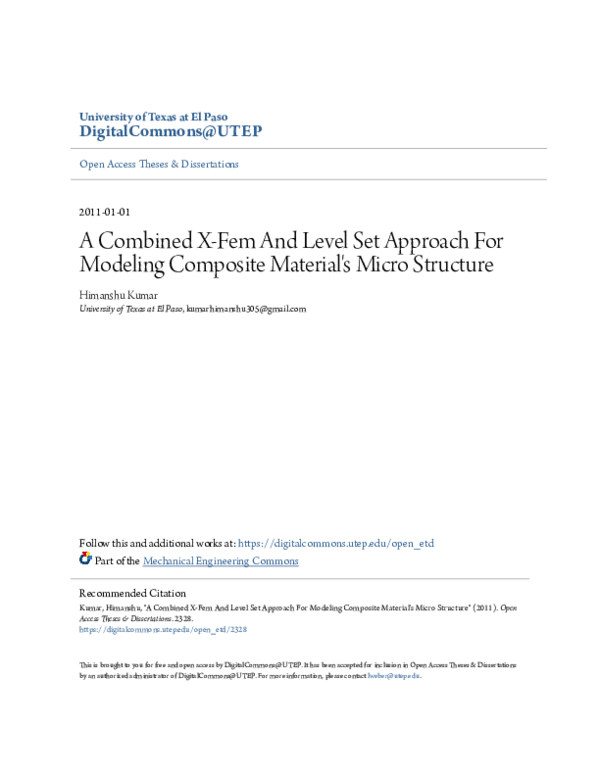 Pdf A Combined X Fem And Level Set Approach For Modeling Composite Materials Micro Structure