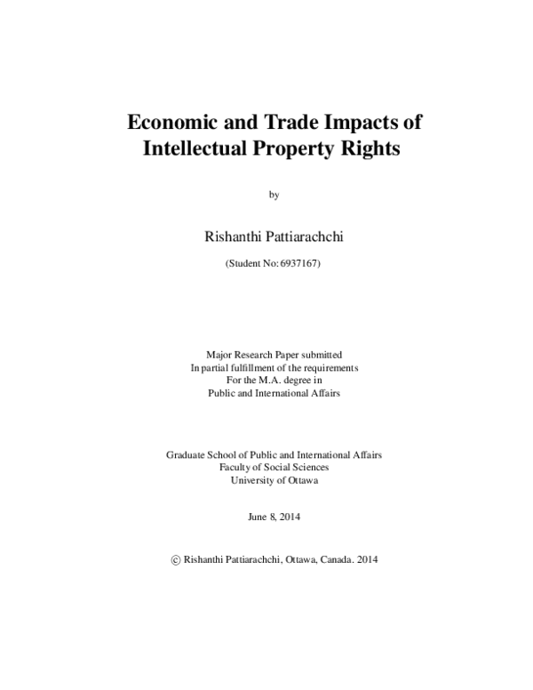 (PDF) Economic and Trade Impacts of Intellectual Property Rights