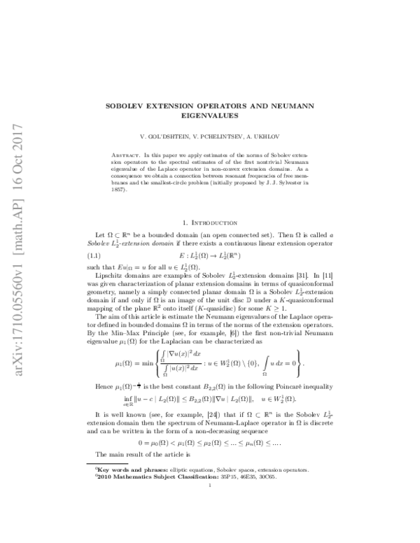 (PDF) Sobolev extension operators and Neumann eigenvalues