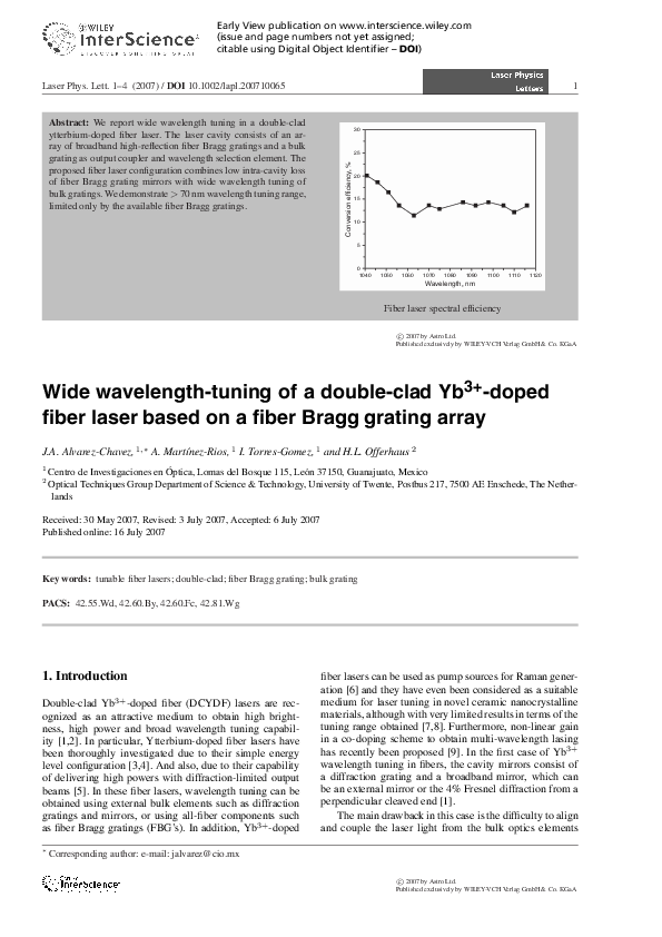 (PDF) Wide wavelength-tuning of a double-clad Yb 3+ -doped fiber laser ...
