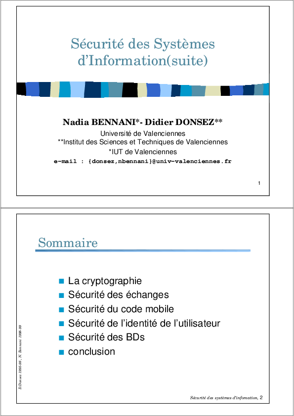(PDF) Sécurité des Systèmes d'Information(suite)