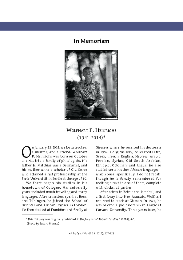 (PDF) Wolfhart P. Heinrichs