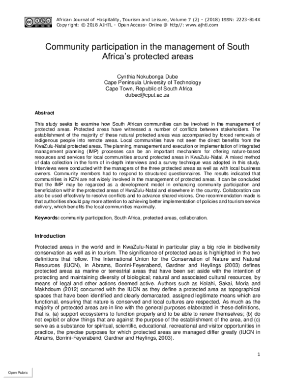 (PDF) Community participation in the management of South Africa's ...