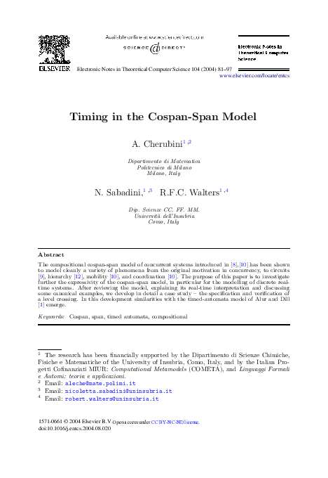 (PDF) Timing in the Cospan-Span Model
