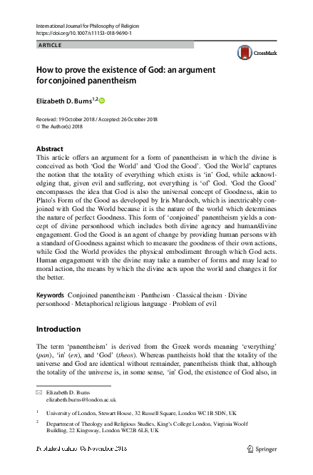 (PDF) How to prove the existence of God: an argument for conjoined ...