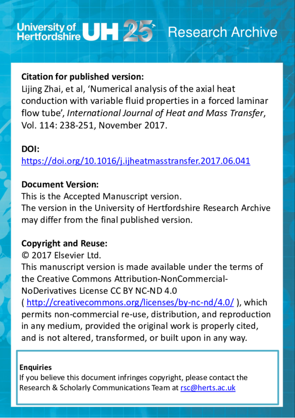 (PDF) Numerical analysis of the axial heat conduction with variable ...