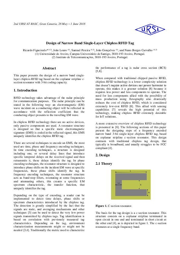 (PDF) Design of Narrow Band Single-Layer Chipless RFID Tag