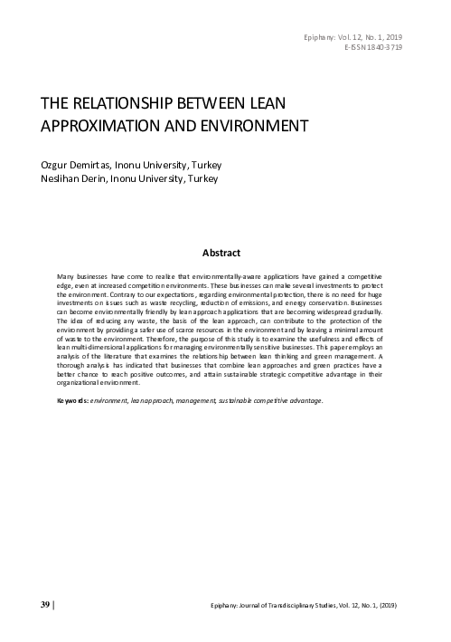 (PDF) The Relationship Between Lean Approximation and Environment
