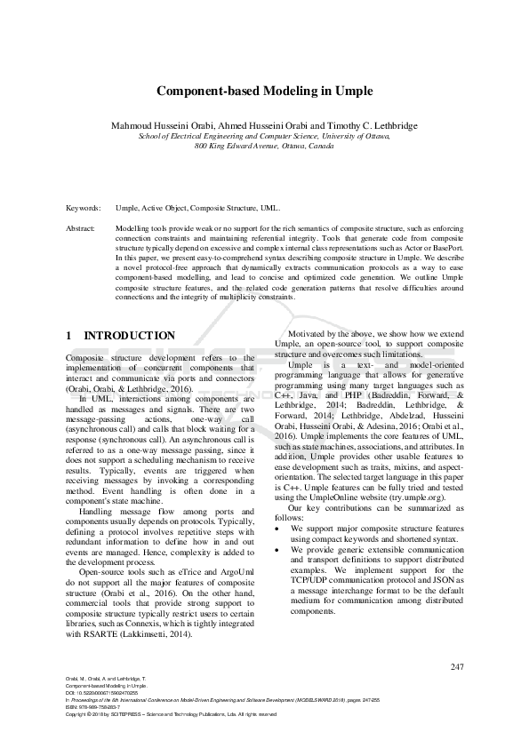 (PDF) Component-based Modeling in Umple