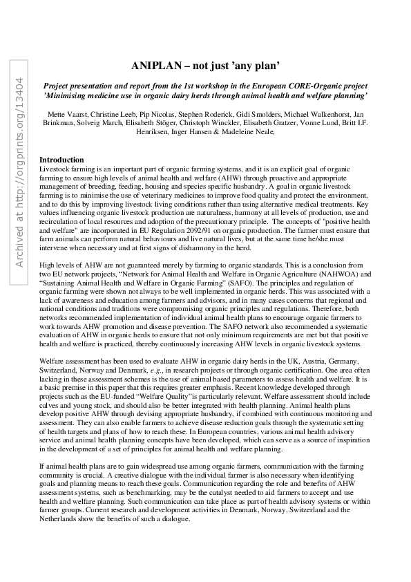 (PDF) ANIPLAN not just" any plan