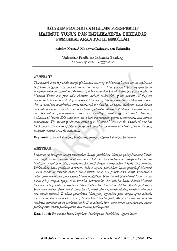(PDF) Konsep Pendidikan Islam Perspektif Mahmud Yunus Dan Implikasinya Terhadap Pembelajaran Pai ...