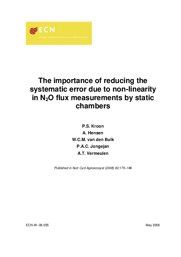 (PDF) The importance of reducing the systematic error due to non-linearity in N2O flux ...