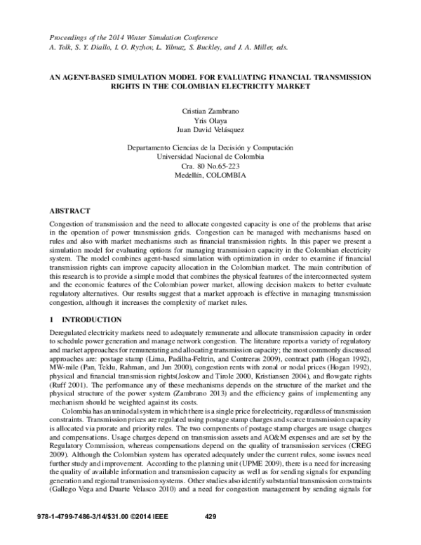 (PDF) An agent-based simulation model for evaluating financial transmission rights in the ...